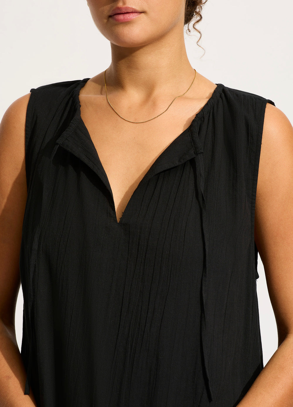 Gathered Neck Mini Dress - Black – Seafolly Australia